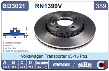 Disco de freno para MIN-MINI-COOPER 10-UP BD2898 marca FREMAX