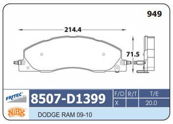 Pastilla de freno para DODGE RAM 09-1 D1399 marca FRITEC
