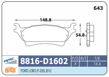 Pastilla de freno para HONDA ACCORD EX 11-1 D1506 marca FRITEC