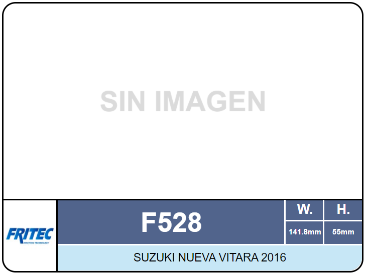 Pastilla de freno para SUZUKI NUEVA VITARA 2016 F528 marca FRITEC